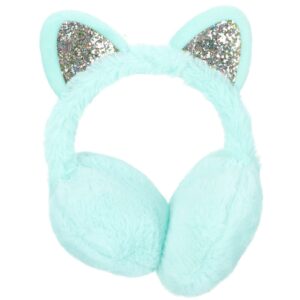 besportble plush winter earmuff adorable cat ear earmuff furry ear warmer for girls and women for indoor outdoor (mint green)