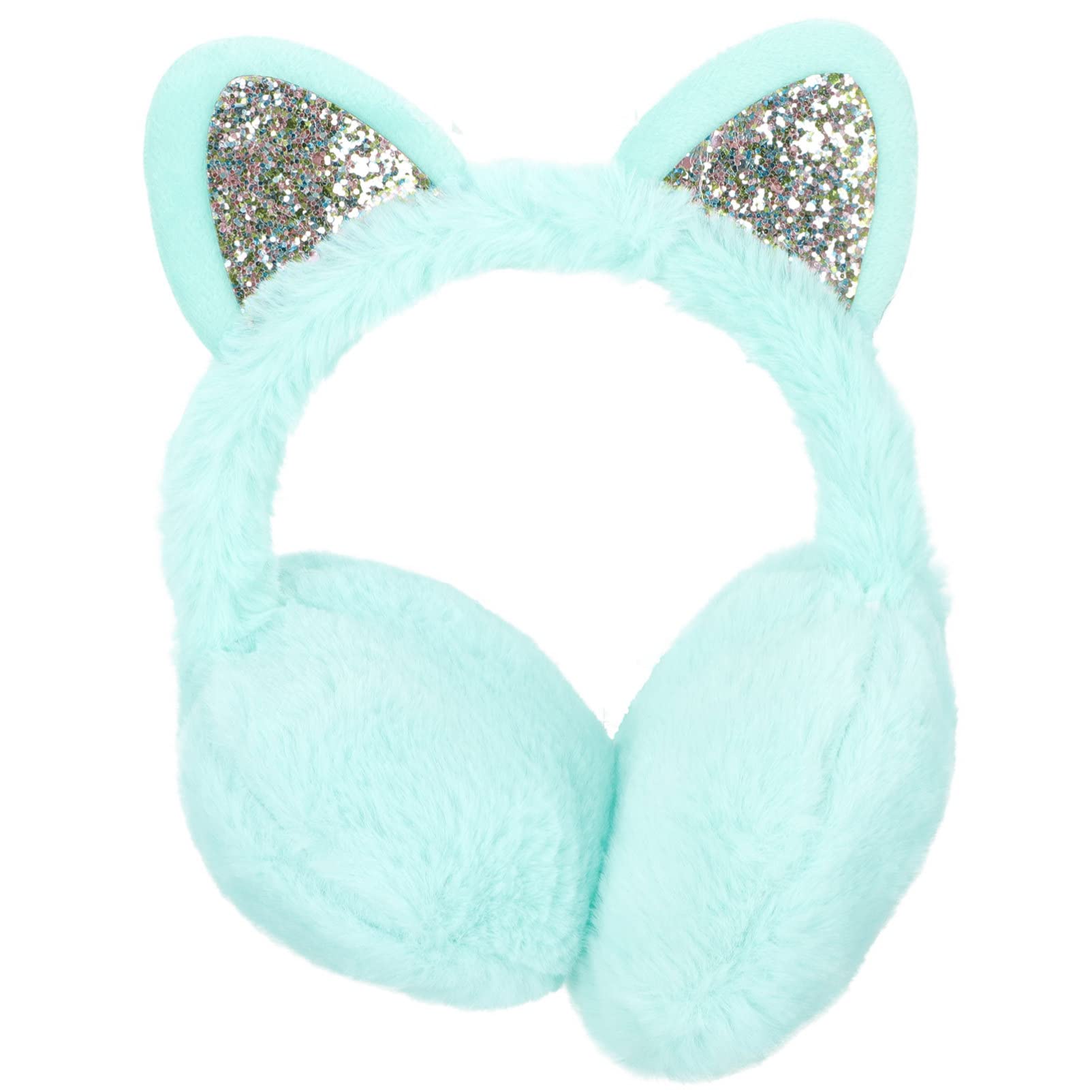 BESPORTBLE Plush Winter Earmuff Adorable Cat Ear Earmuff Furry Ear Warmer for Girls and Women for Indoor Outdoor (Mint Green)