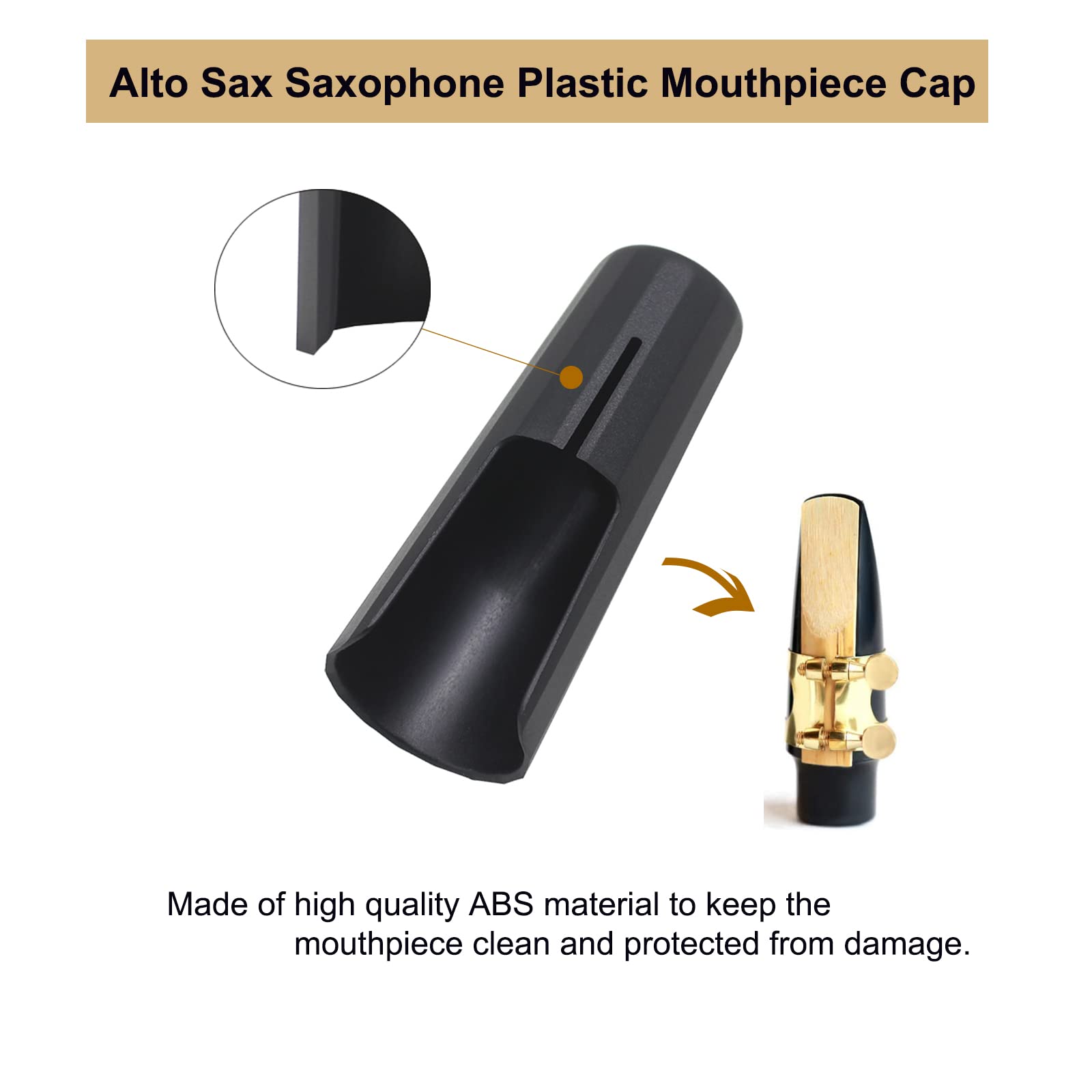 PU Leather Alto Saxophone Ligature Clip Fastener with Saxophone Mouthpiece Plastic Cap For Alto Sax Saxophone