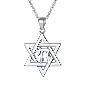 jewish hebrew chai necklace star of david pendant for female vintage dainty jewelry birthday gift for mother sister