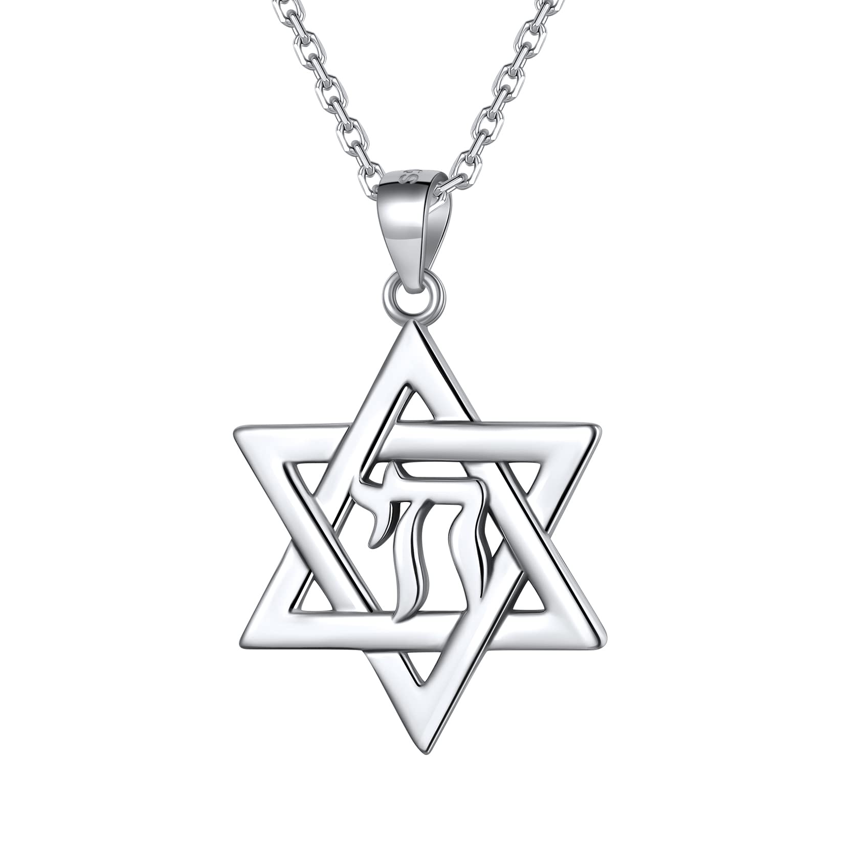 Jewish Hebrew Chai Necklace Star of David Pendant for Female Vintage Dainty Jewelry Birthday Gift for Mother Sister