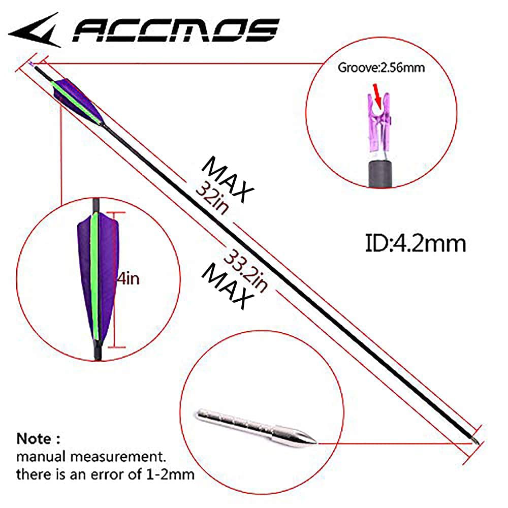 1000 Spine Arrow 32 Inch Arrow Target Practice Arrow Hunting Arrow Carbon Arrows Compound Bow Recurve Bow Adult Youth Archery Indoor Outdoor Shooting Bullet Field Tip 6pc Green