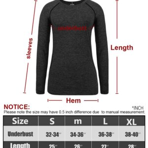 Star Vibe Dry Fit Long Sleeve Tshirt for Women Moisture Wicking Long Sleeve Tee Outdoor Compression Running Workout Tops 4 Pack Black/Grey/Black/Grey XL