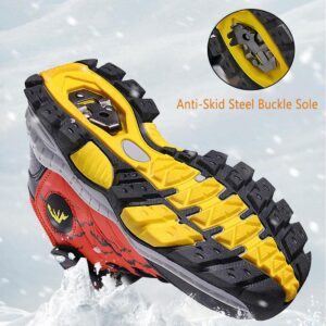 Kids Boys Hiking Boots Outdoor Trekking Climbing Shoes Trainers Sneaker Anti-Skid Claw Snow Boots with Steel Buckle Sole