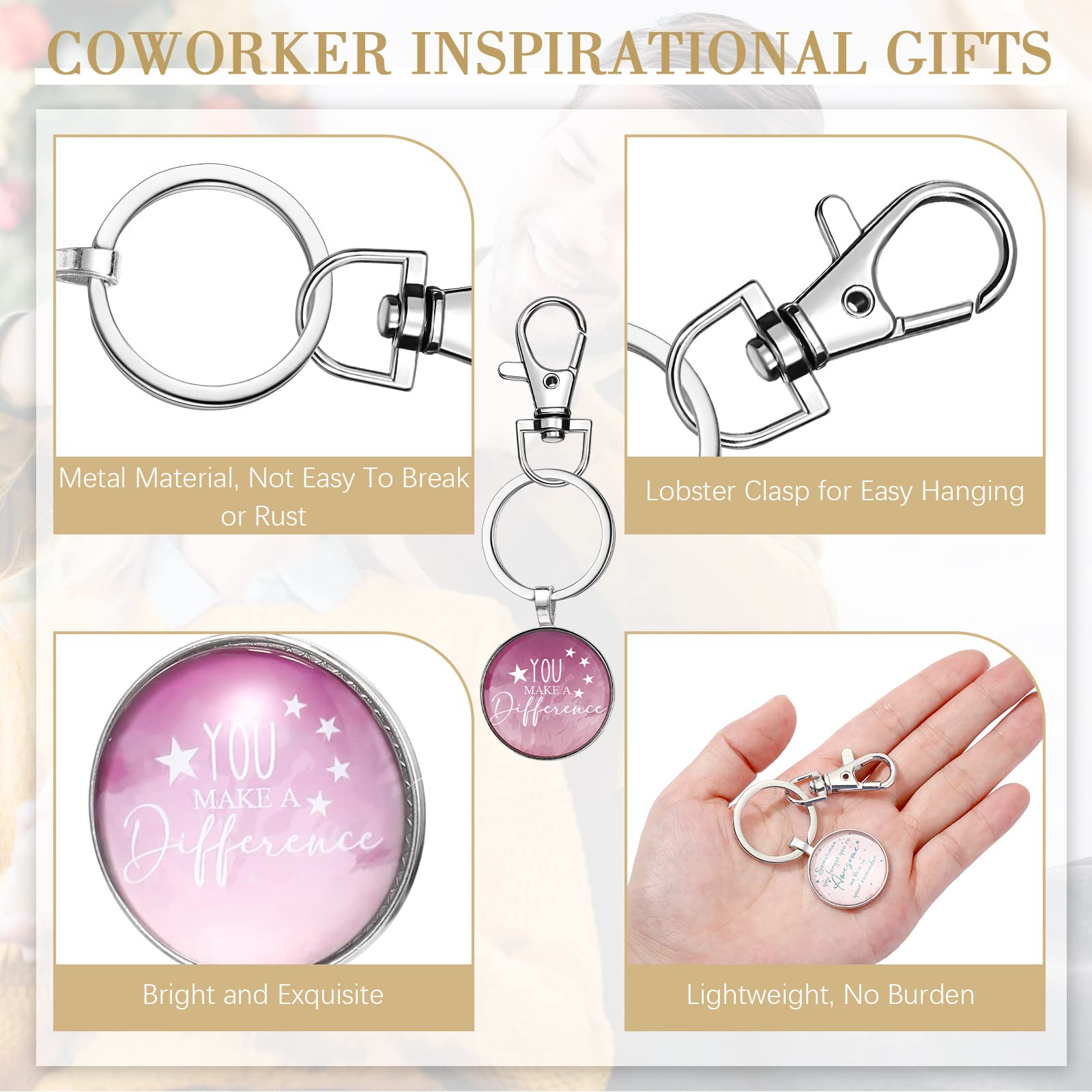 Roowest 48 Pcs Thank You Keychain Gifts Bulk Inspirational Employee Appreciation Gifts Motivational Team Gifts for Women Coworkers Staff Nurses Teacher Volunteer