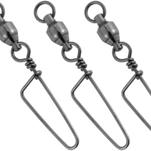 dr.fish 50 pack bball bearing snap swivels fishing tackle, coastlock snap swivel saltwater fishing swivels stainless steel rust resistant freshwater saltwater fishing gear accessories 49lb