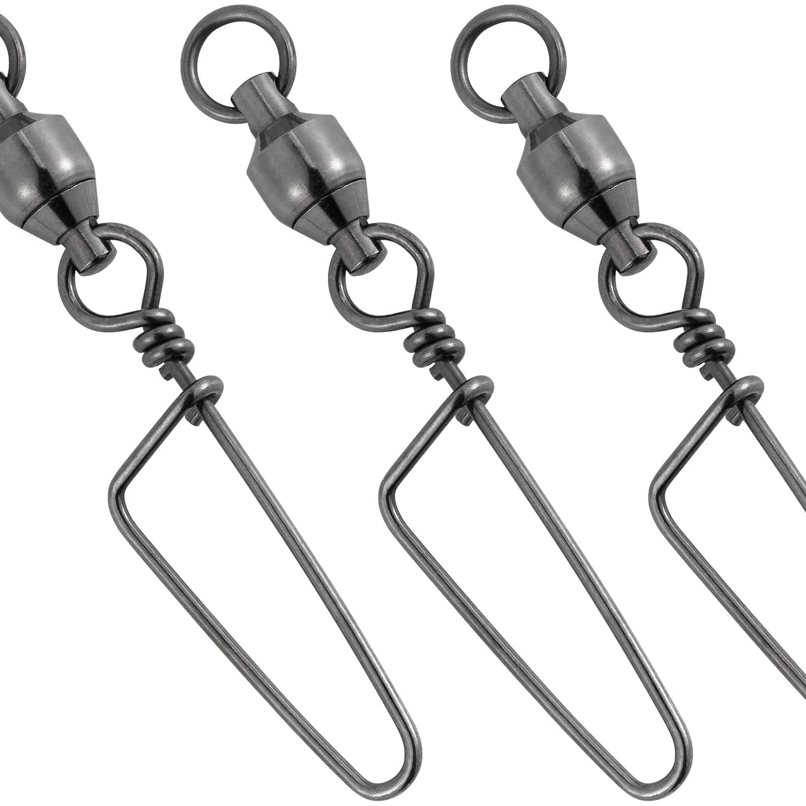 Dr.Fish 50 Pack Bball Bearing Snap Swivels Fishing Tackle, Coastlock Snap Swivel Saltwater Fishing Swivels Stainless Steel Rust Resistant Freshwater Saltwater Fishing Gear Accessories 49LB