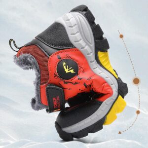 Kids Boys Hiking Boots Outdoor Trekking Climbing Shoes Trainers Sneaker Anti-Skid Claw Snow Boots with Steel Buckle Sole