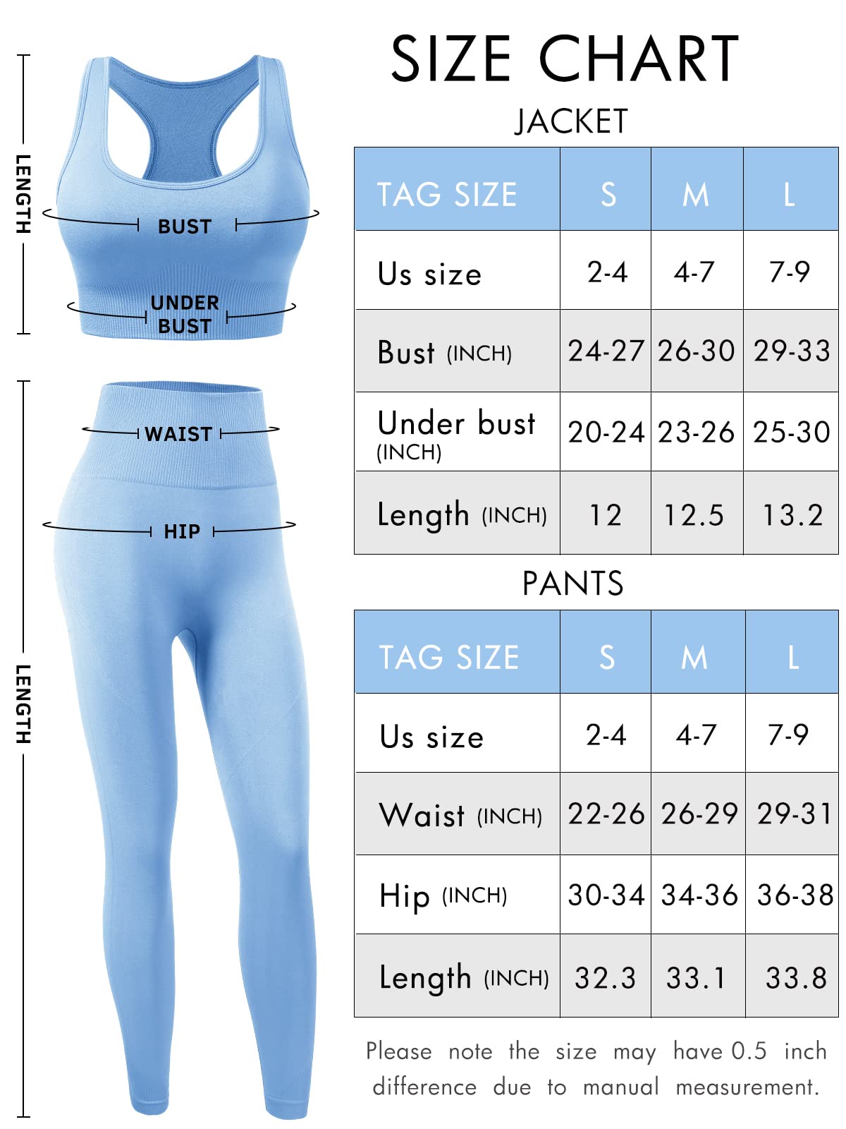 NOVA ACTIVE Workout Sets for Women 2 Piece High Waisted Seamless Leggings with Padded Stretchy Sports Bra Sets Yoga Outfit Jogging Gym Clothes(N007S-Blue)