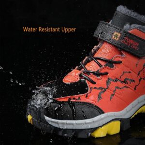 Kids Boys Hiking Boots Outdoor Trekking Climbing Shoes Trainers Sneaker Anti-Skid Claw Snow Boots with Steel Buckle Sole