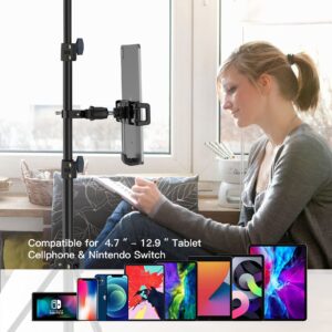 Smatree Tablet Mount Holder for Spin Bike, Elliptical, Treadmill, Stationary Bicycle, Microphone Stand and Indoor Exercise Equipment - Compatible with iPhone, iPad, Other Smart Phone/Tablet