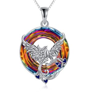 winnicaca sterling silver phoenix necklace for women phoenix jewelry volcanic crystal pendant phoenix christmas gifts for phoenix lover birthday gifts