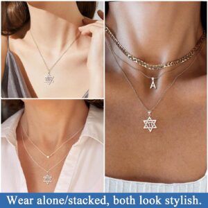 Jewish Hebrew Chai Necklace Star of David Pendant for Female Vintage Dainty Jewelry Birthday Gift for Mother Sister