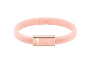 lacoste 2040065 jewelry l.12.12 women's ionic plated carnation gold steel and pink silicone bracelet color: pink