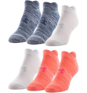 under armour women''s essential 2.0 no show socks, 6-pairs, beta tint/brilliance medium, 1332943