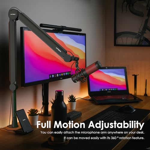 IXTECH Premium Microphone Boom Arm with Desk Mount, 360° Rotatable, Fully Adjustable, for Podcast, Video, Gaming, Radio, Studio, Recording, Sturdy and Universal VALIANT Model