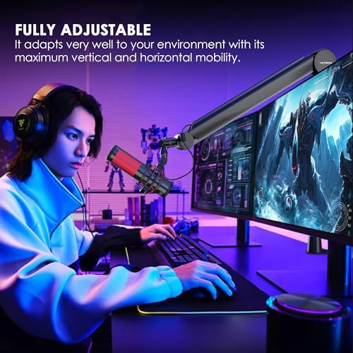 IXTECH Premium Microphone Boom Arm with Desk Mount, 360° Rotatable, Fully Adjustable, for Podcast, Video, Gaming, Radio, Studio, Recording, Sturdy and Universal VALIANT Model