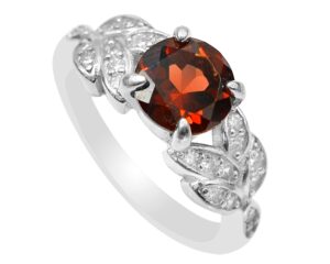 unique natural 8 mm garnet ring 925 sterling silver january birthstone solitaire ring garnet jewelry proposal ring birthday gift for girlfriend (rg-7772) (sterling silver, 9 us)