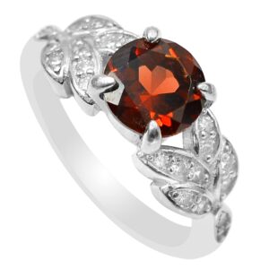 Unique Natural 8 MM Garnet Ring 925 Sterling Silver January Birthstone Solitaire Ring Garnet Jewelry Proposal Ring Birthday Gift For Girlfriend (RG-7772) (Sterling Silver, 9 US)