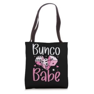 bunco babe funny bunco game night women tote bag