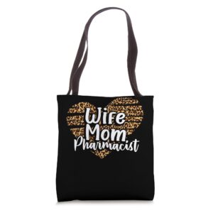 pharmacy technician stud cheetah leopard wife mom pharmacist tote bag