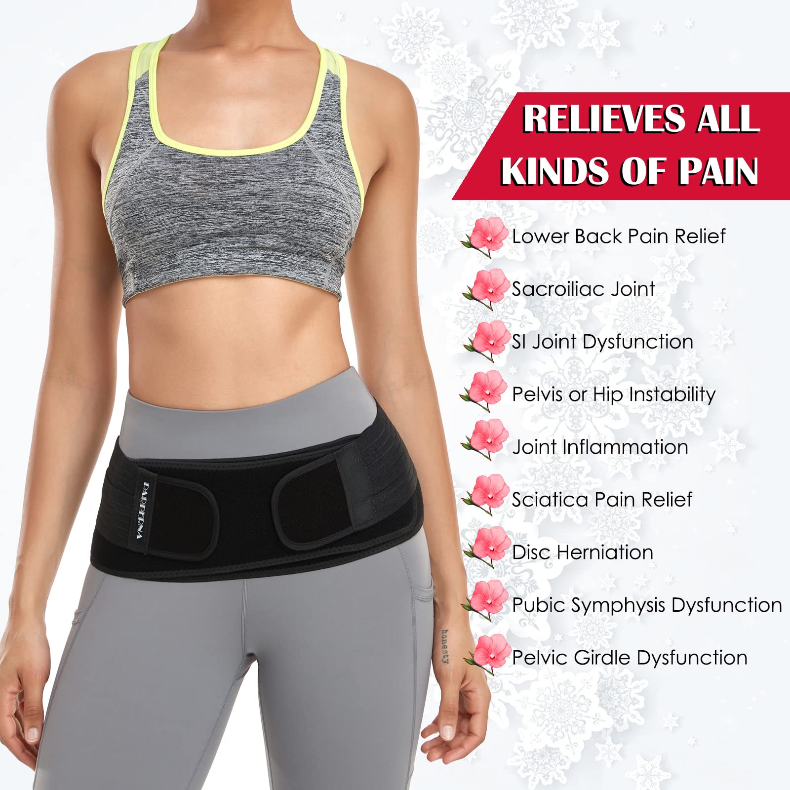 Sacroiliac SI Joint Hip Belt - Lower Back Support Brace for Men Women - Hip Braces for Hip Pain - Pelvic Support Belt - Trochanter Belt - Adjustable Sciatica Pelvis Lumbar Pain Relief ,REGULAR (Hip Size 30"-45")