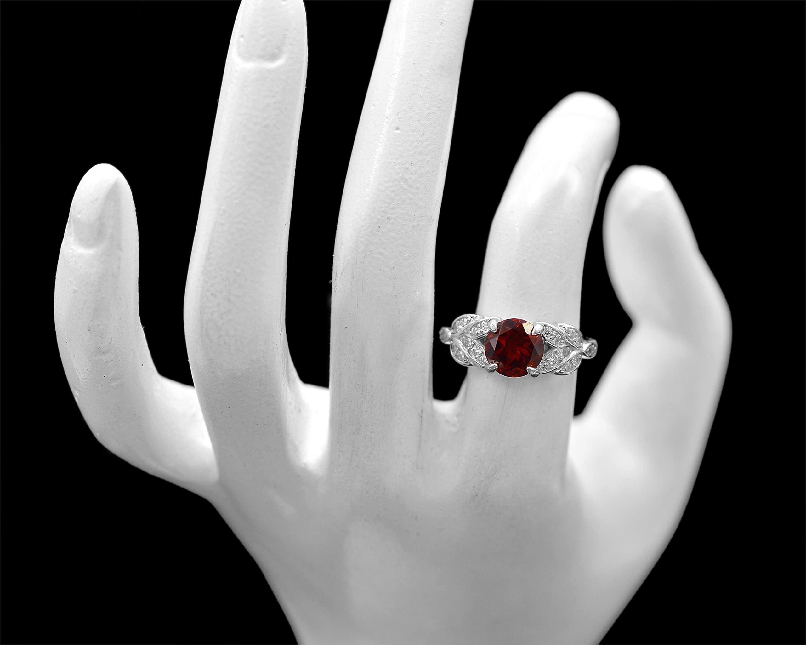 Unique Natural 8 MM Garnet Ring 925 Sterling Silver January Birthstone Solitaire Ring Garnet Jewelry Proposal Ring Birthday Gift For Girlfriend (RG-7772) (Sterling Silver, 9 US)