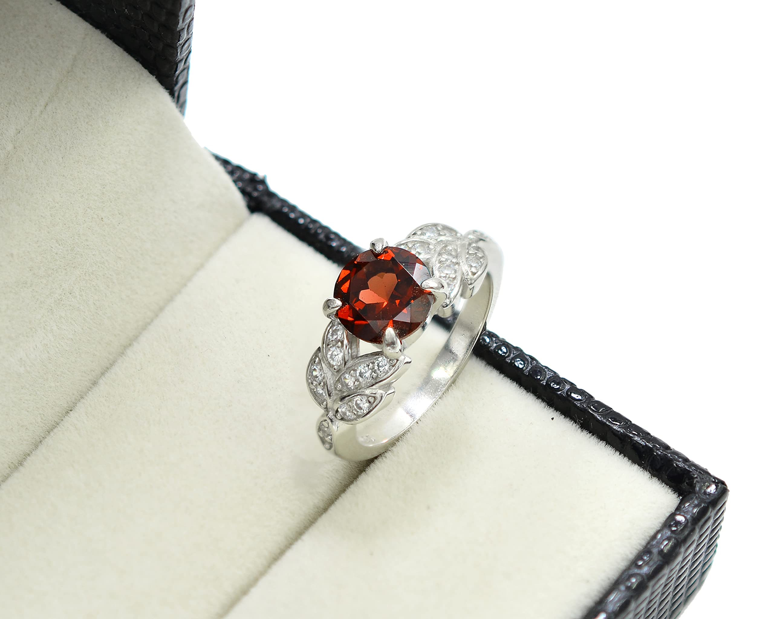 Unique Natural 8 MM Garnet Ring 925 Sterling Silver January Birthstone Solitaire Ring Garnet Jewelry Proposal Ring Birthday Gift For Girlfriend (RG-7772) (Sterling Silver, 9 US)