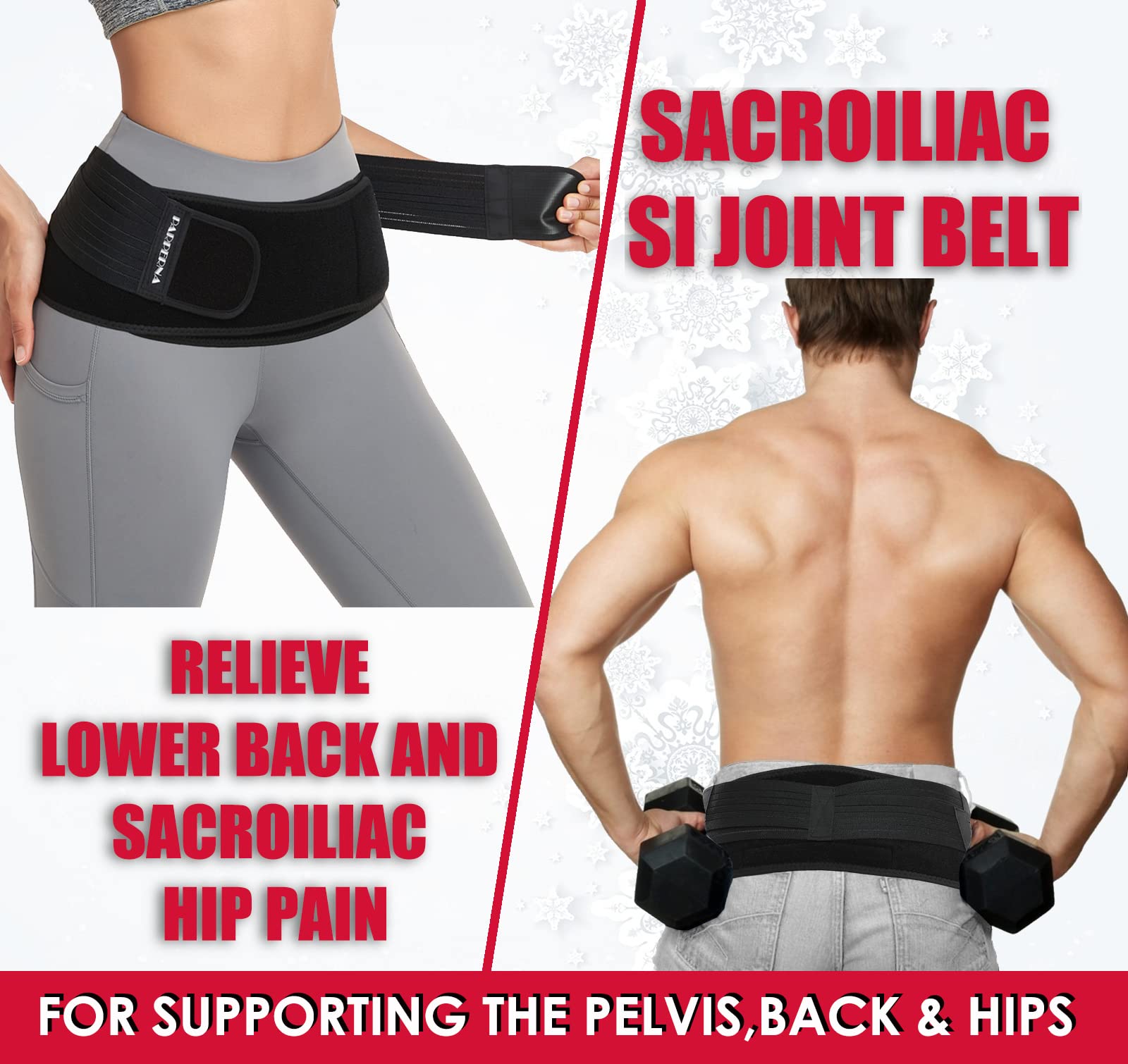 Sacroiliac SI Joint Hip Belt - Lower Back Support Brace for Men Women - Hip Braces for Hip Pain - Pelvic Support Belt - Trochanter Belt - Adjustable Sciatica Pelvis Lumbar Pain Relief ,REGULAR (Hip Size 30"-45")