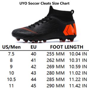 Unisex-Adult Firm Ground Soccer Cleats Football Shoes with High-Top Lace-Up Ankle-Cuff Lightweight Softball Sneaker Black EU 41 US 8