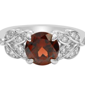 Unique Natural 8 MM Garnet Ring 925 Sterling Silver January Birthstone Solitaire Ring Garnet Jewelry Proposal Ring Birthday Gift For Girlfriend (RG-7772) (Sterling Silver, 9 US)