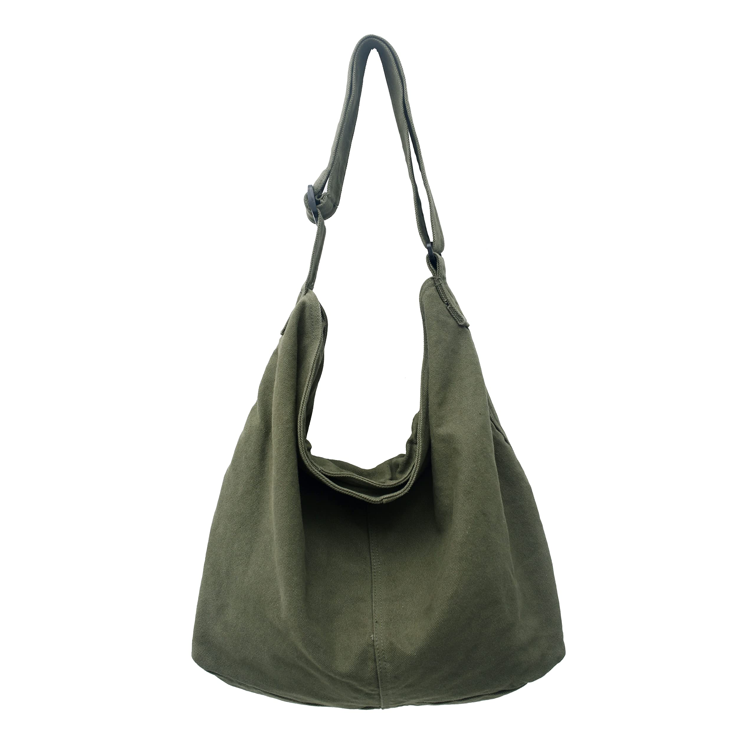 Large Capacity Canvas Hobo Bags for Women and Men, Purses Shoulder Bags, Casual Crossbody Bags, Tote Messenger Bag Handbag for Work, Shopping, Travel （474/Green）