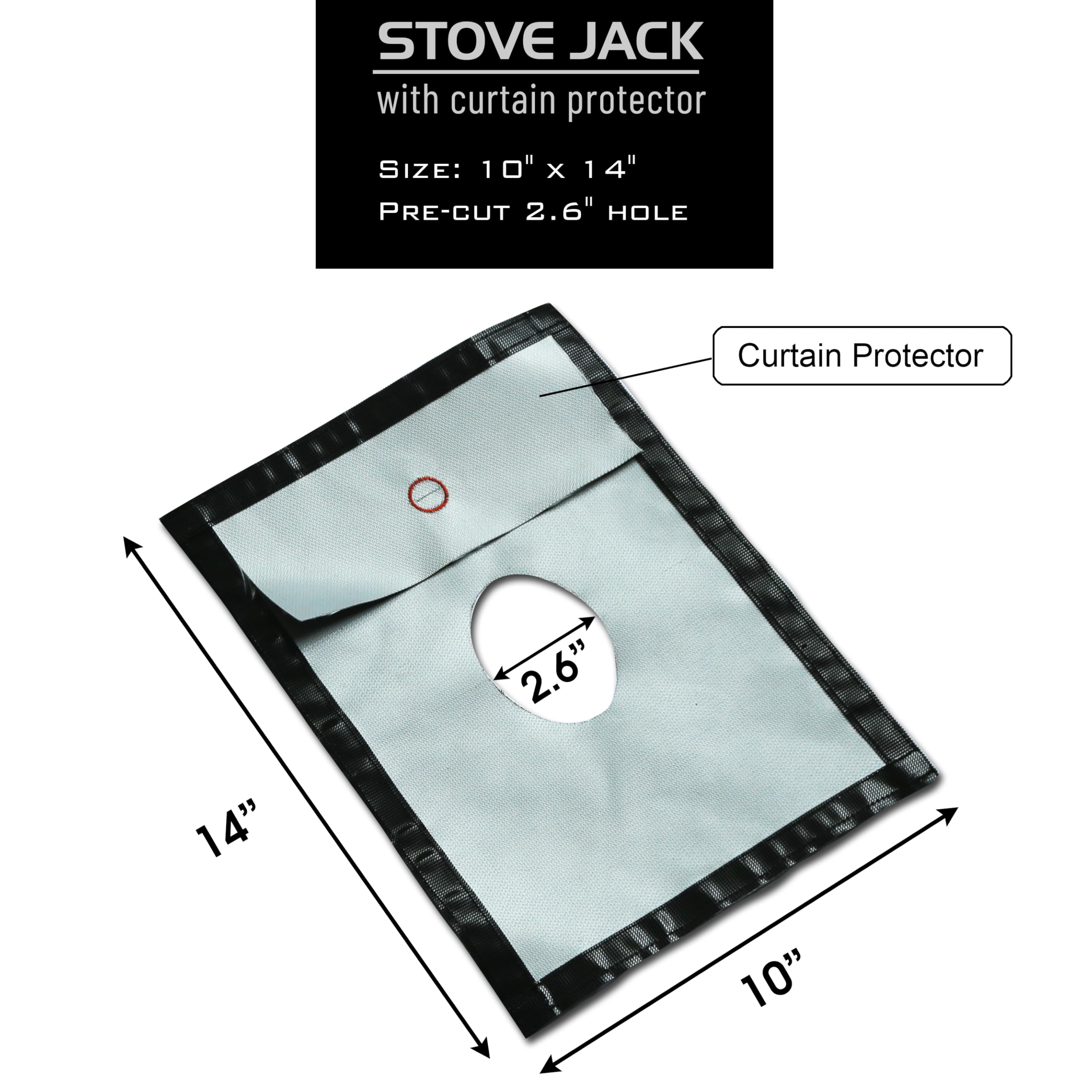 Preself Hot Tent Stove Jack, 14" x 10", Suitable for T1 T2 T3, Flame Retardant for Wood Burning Stove