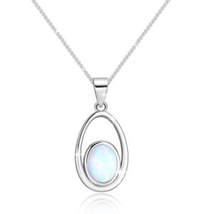 yzsfmzge opal moonstone pendant necklace for women 925 sterling silver necklace dainty oval teardrop pendant jewelry for women for wedding valentine's day christmas