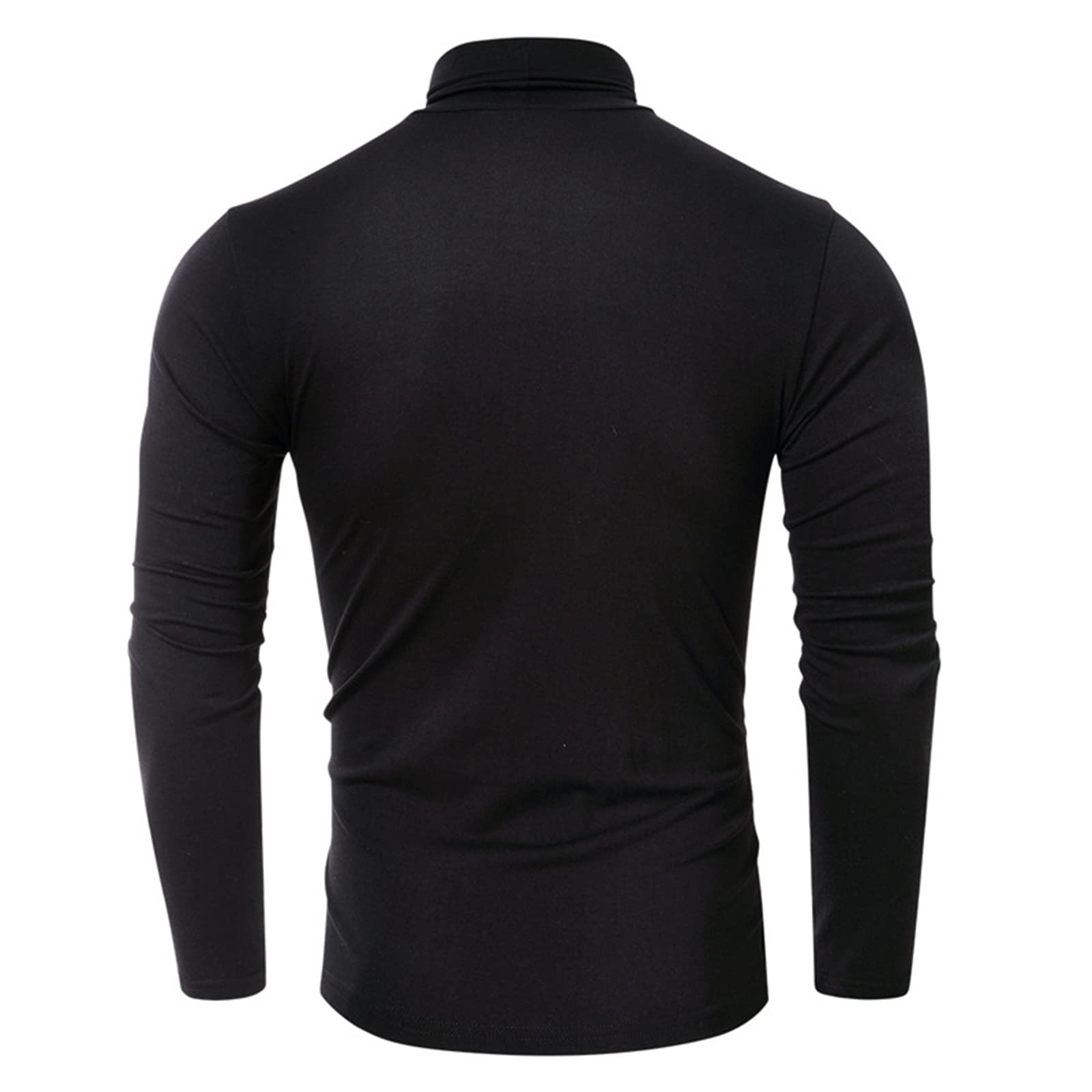 PICKLION Mens Turtleneck Shirts Slim Fit Basic Solid Casual Long Sleeve Thermal Pullover Undershirts Black