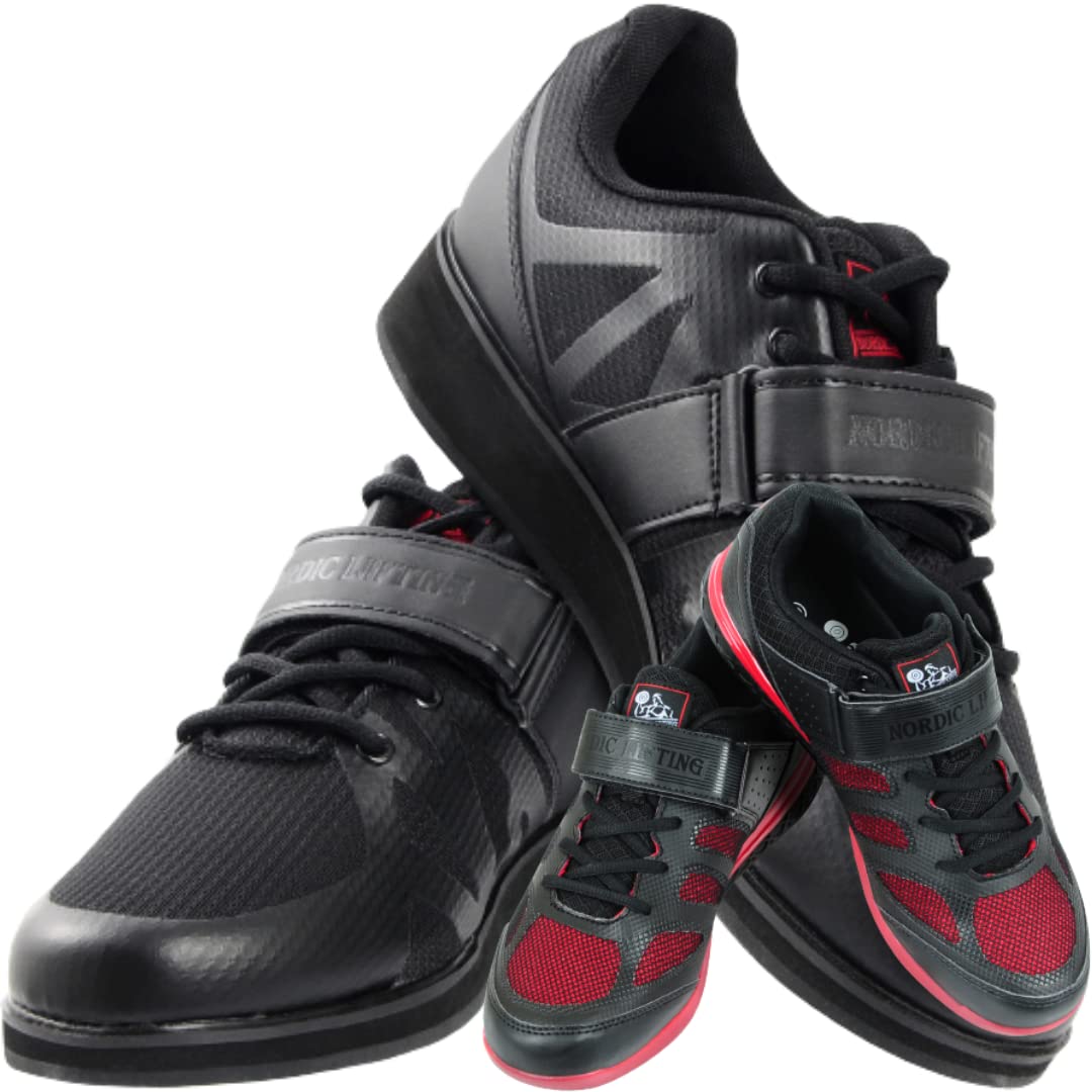 Nordic Lifting Shoes Megin Size 9.5 - Black Bundle with Shoes Venja Size 9.5 - Black Red