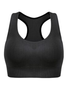 tobwizu racerback sports bras for women plus size seamless padded activewear bras for workout yoga gym comfy sleep everyday bra black