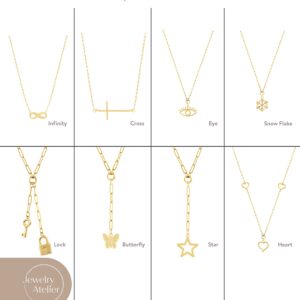 Jewelry Atelier Gold Filled Pendant Necklace Collection - 14K Yellow Gold Filled Pendant Necklace with Solid Clip Chain for Women (Different Sizes and Styles with Extension/Adjustable Chain)