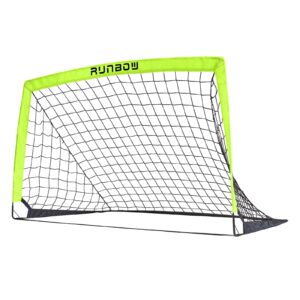 RUNBOW 5x3 ft Portable Kids Soccer Goal for Backyard Small Children Practice Soccer Net with Carry Bag Yellow 1 Pack