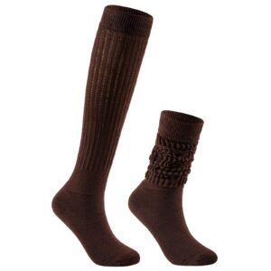 womens slouch socks extra long scrunch socks for girls winter knee high socks knit boot socks bulk pack stacked socks brown