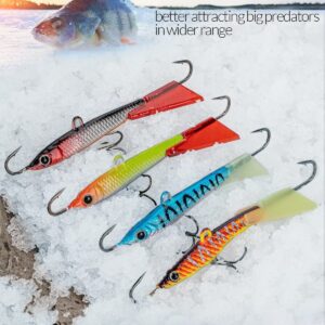 THKFISH Ice Fishing Jigs Panfish Ice Fishing Lures Kits Ice Fishing Gear Kit 14pcs Luminous Ice Fishing Color D