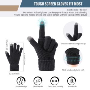 Winter Knit Beanie Hat Neck Warmer Touchscreen Gloves Set Fleece Knitted Caps Circle Loop Scarf Knitted Gloves for Men Women (Simple Colors, 15 Pieces)