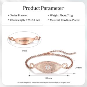 Lam Hub Fong Adjustable Free Engrave Emergency Medical Bracelets for Women Fashion Design Rose Gold Alert ID Bracelets for Women Medical Alert Bracelets for Girls (Design 2, Brass)