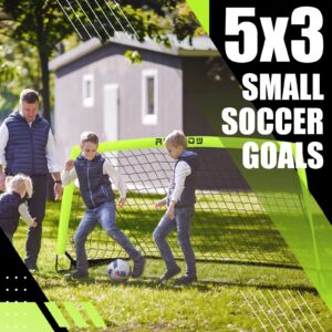 RUNBOW 5x3 ft Portable Kids Soccer Goal for Backyard Small Children Practice Soccer Net with Carry Bag Yellow 1 Pack