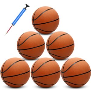 6 pack 29.5" official size 7 basketball balls inflatable with pump for men and women for outdoor, indoor or training, mens basketball, adult basketball