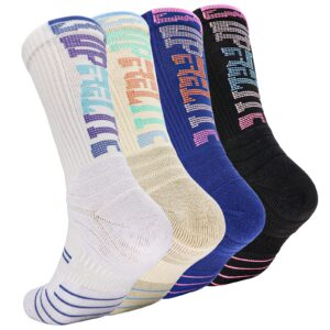 yqhmt athletic crew socks performance thick cushioned sport basketball running training compression socks for men & women