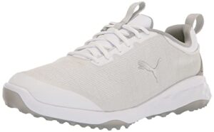 puma golf men's fusion pro extra wide golf shoe, puma white-puma silver-high rise, 9.5