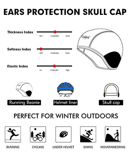 EMPISPORTS Thermal Helmet Liner Skull Cap Ears Windproof Protection Winter Warm Cycling Running Skiing Beanie Winter (Black + Black, 2)