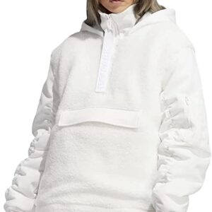 ADIDAS ORIGINALS X IVY PARK UNISEX SHERPA 1/2 ZIP LAYERED JACKET - CORE WHITE, SMALL