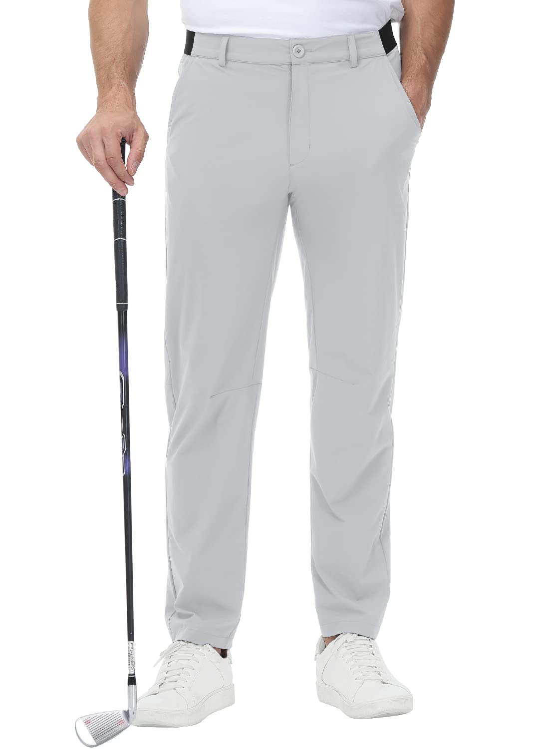 TBMPOY Mens Stretch Golf Pants Lightweight Quick Dry Casual Work Pant with 3 Pockets Light Grey 36